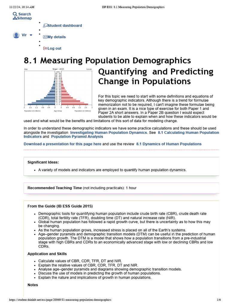 DP ESS - 8.1 Measuring Population Demographics | PDF | Demography ...