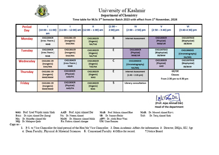 Time Table MSC 3rd-1st November-2024 | PDF