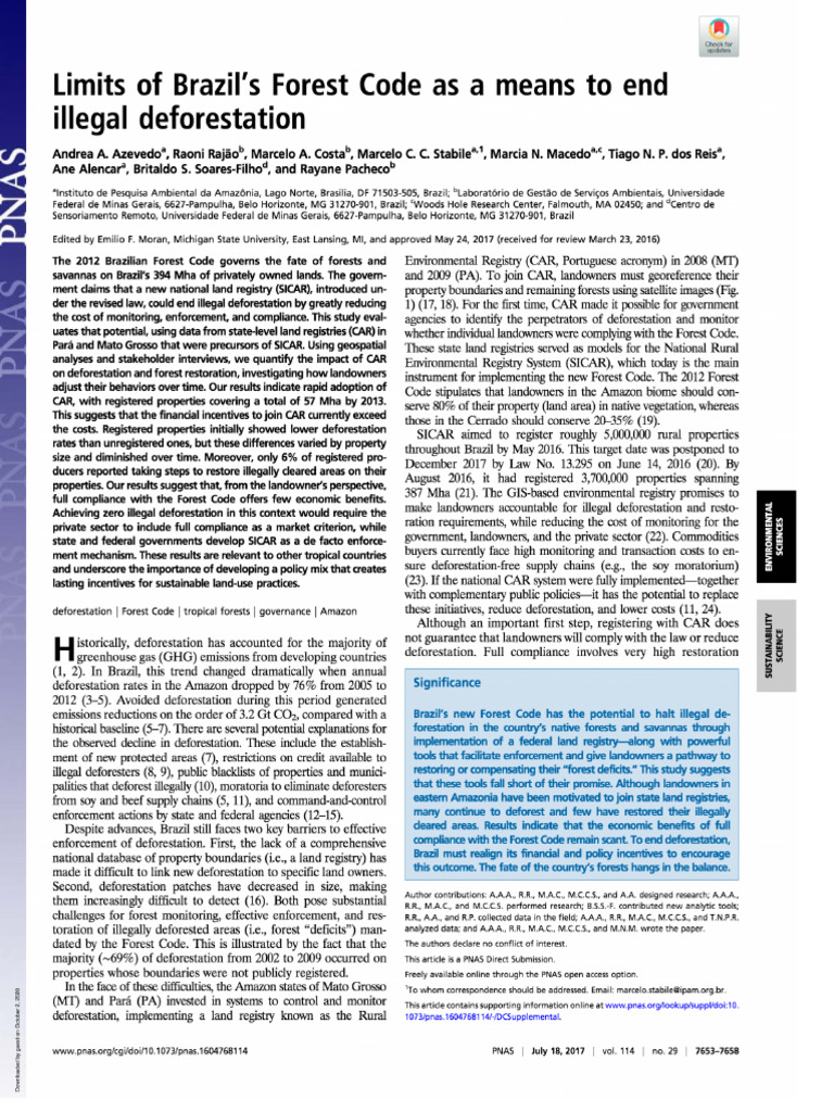 Azevedo 2017 Forest Code Limits | PDF