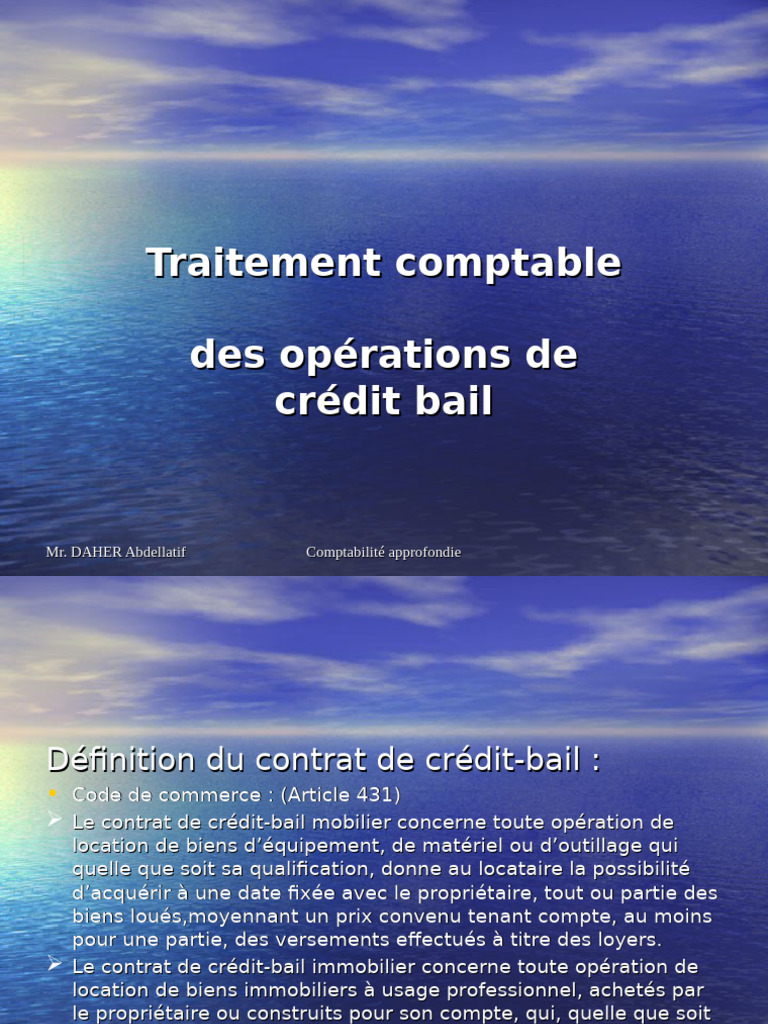 Comptabilisation Reprise Vehicule Credit Bail