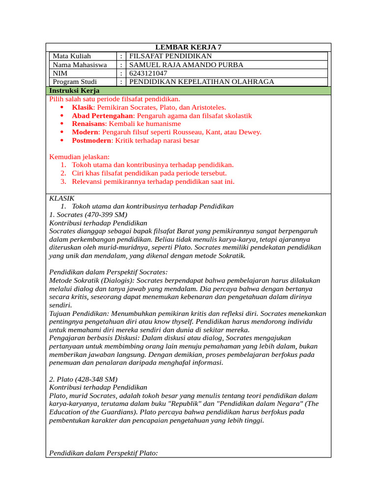 Lembar Kerja 7 Samuel Raja | PDF