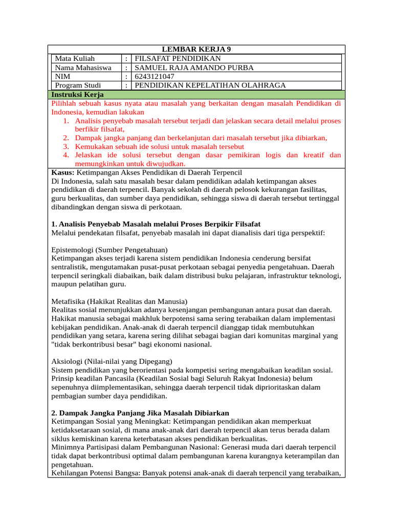 Lembar Kerja 9 Samuel Raja Amando Purba | PDF