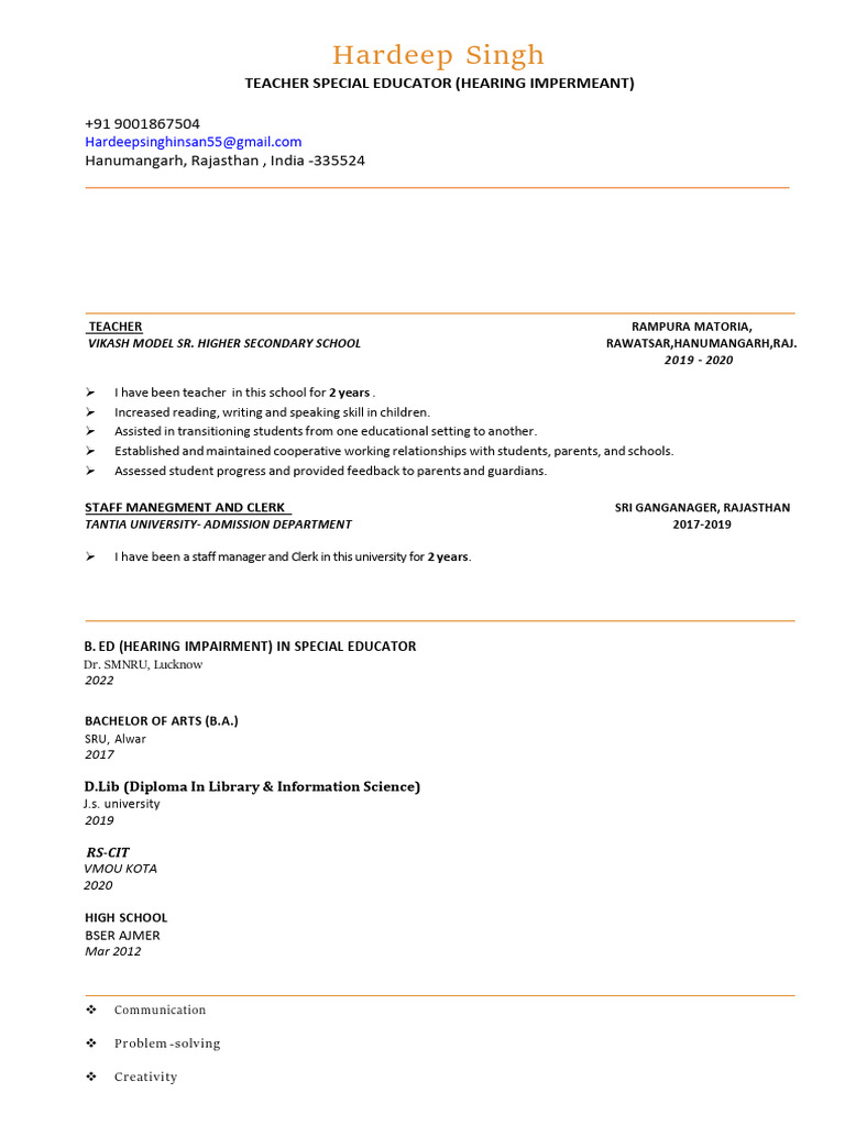 HARDEEP SINGH Resume | PDF