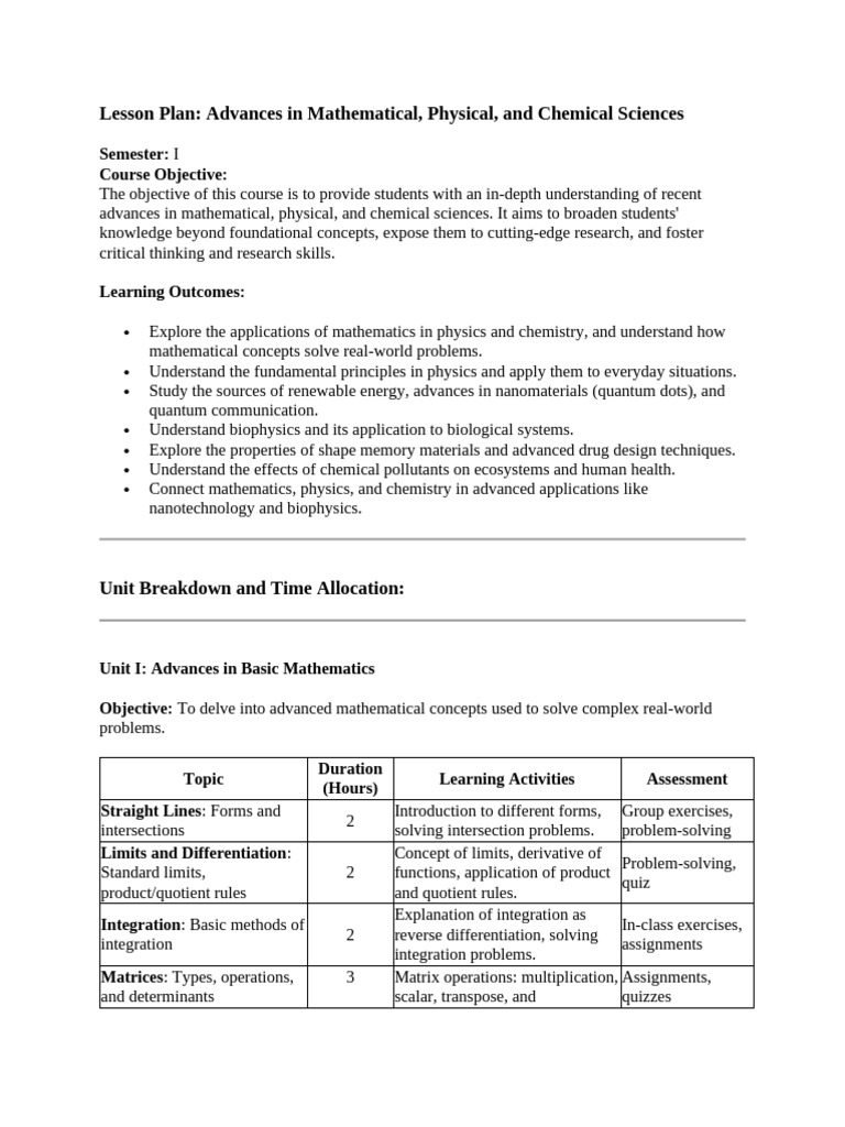 Lesson Plan - Advances in Mathematical, Physical, and Chemical Sciences ...