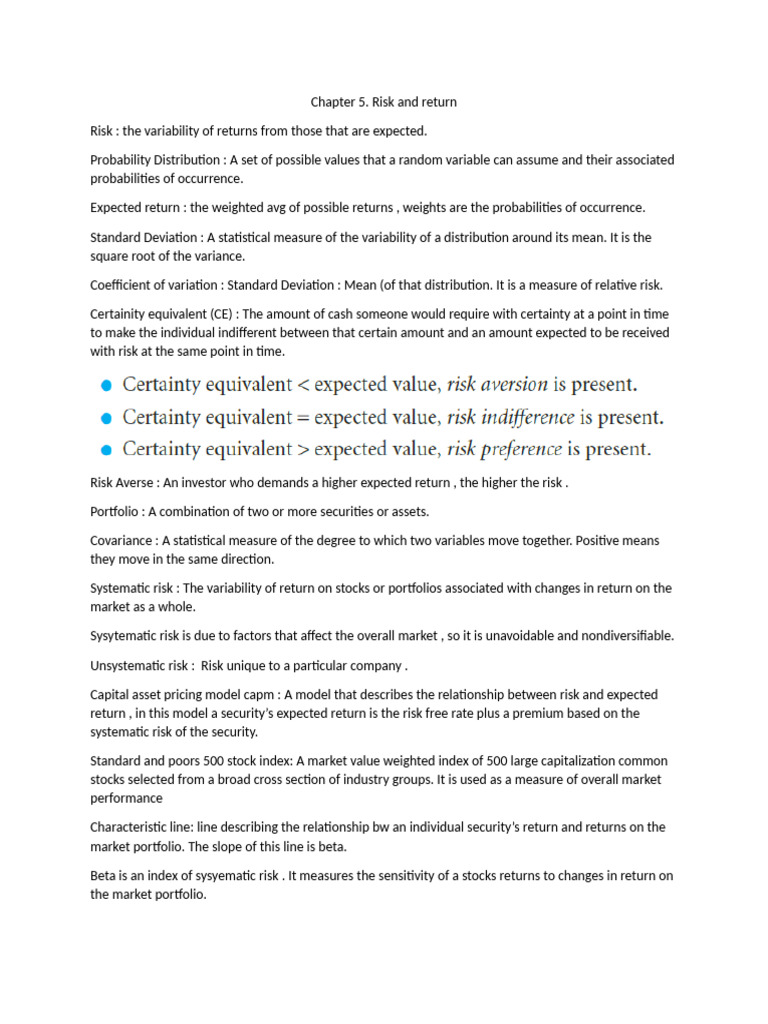 Chapter 5 - Risk and Return | PDF | Financial Risk | Capital Asset Pricing Model