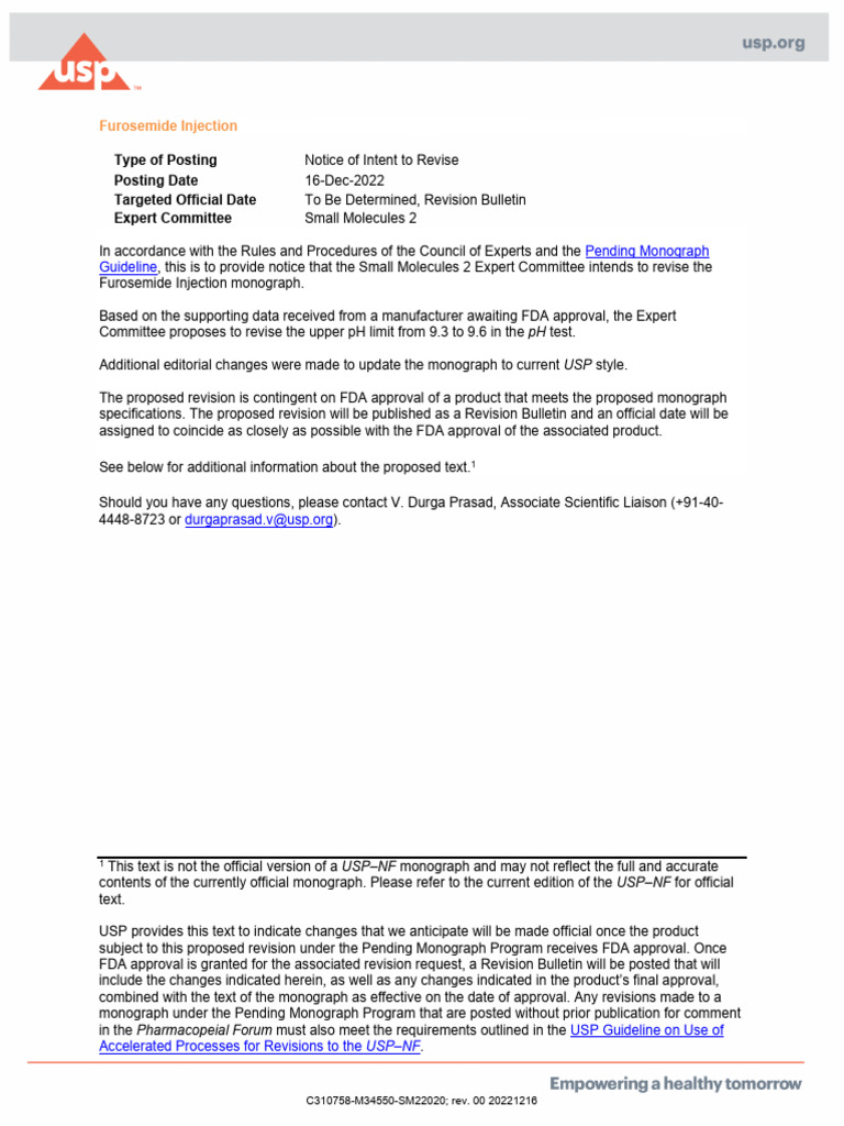 Furosemide Inj Pending 20221216 | PDF | Chromatography | Analytical Chemistry