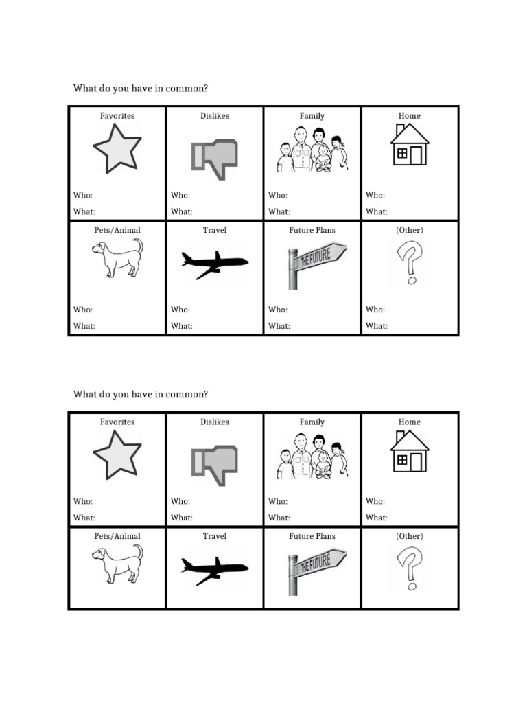 Have in Common Activity Esl | PDF