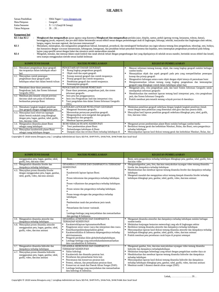 Silabus (3 Kolom) | PDF