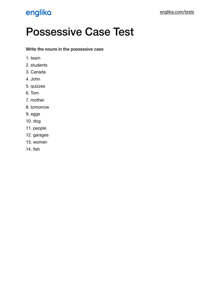 Possessive Case Test en | PDF