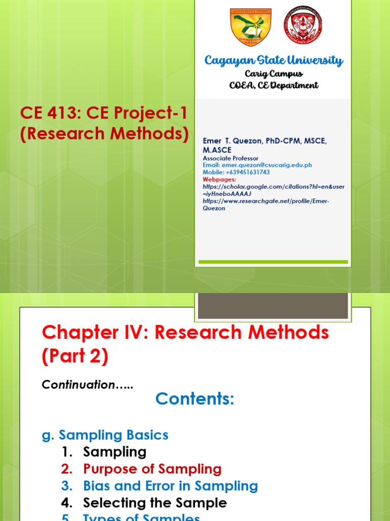 Chapter IV - Research Methods (Part 2) - G. Sampling Basics | PDF | Sampling (Statistics ...