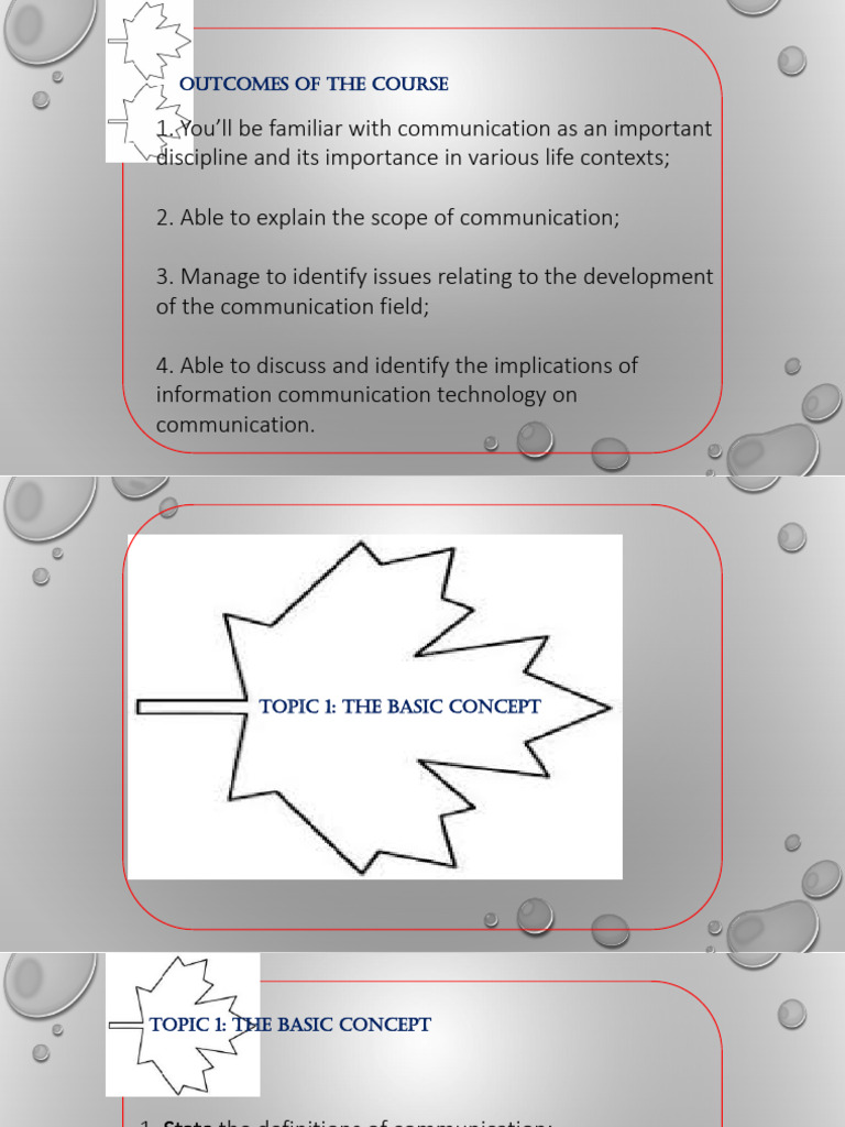 Topic 1 The Basic Concepts of Communicationnn | PDF | Communication ...