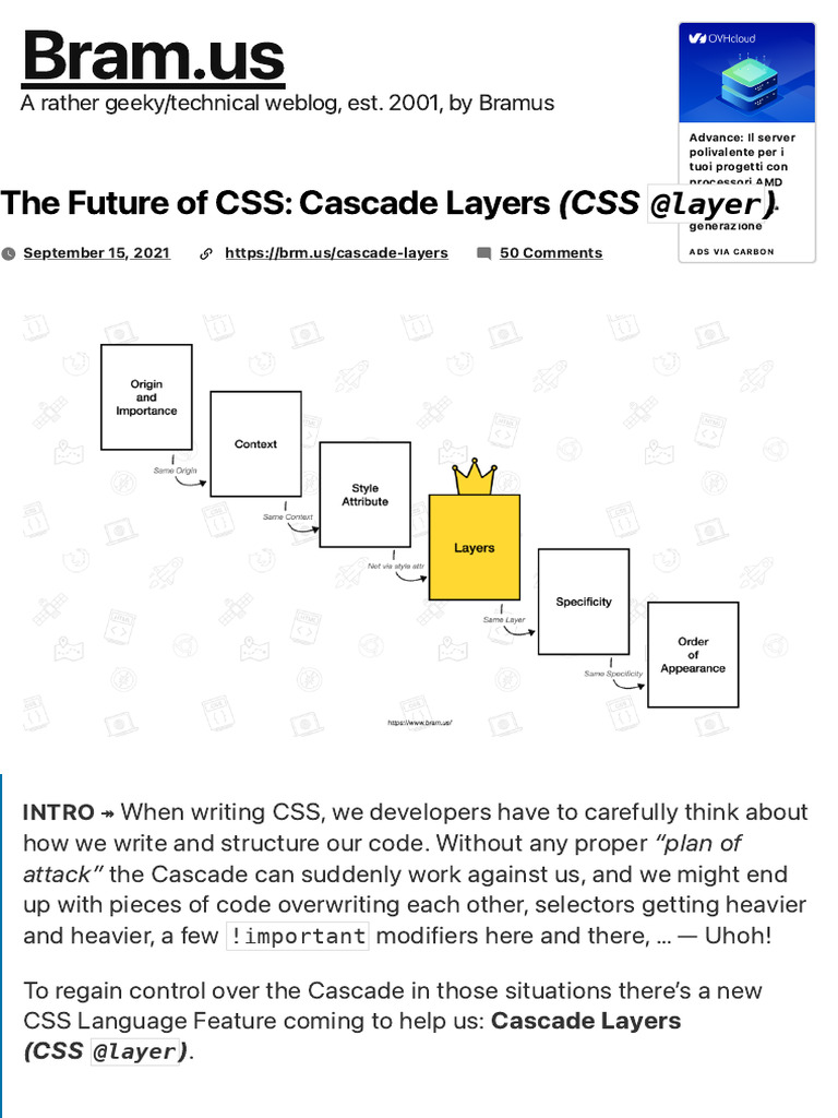 The Future of CSS - Cascade Layers (CSS @layer) - Bram - Us | PDF | Safari (Web Browser) | Computing