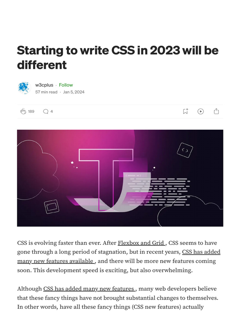 Starting To Write CSS in 2023 Will Be Different - by W3cplus - Medium-1 | PDF | Html Element ...