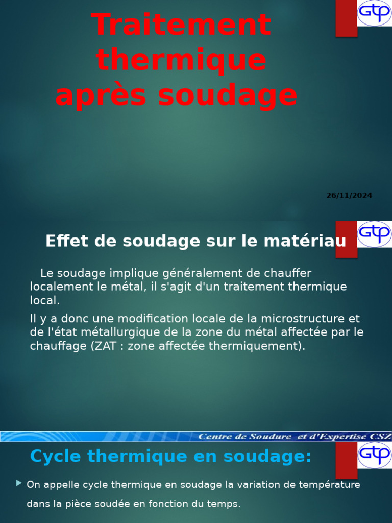 Bali Les Traitements Thermiques Aprée de Soudage (Autosaved) | PDF | Construction | Soudage