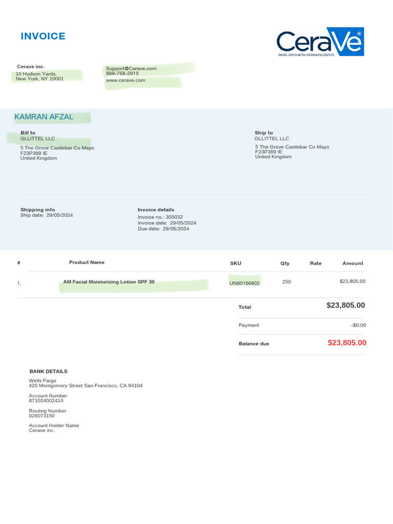 Cerave Invoices | PDF