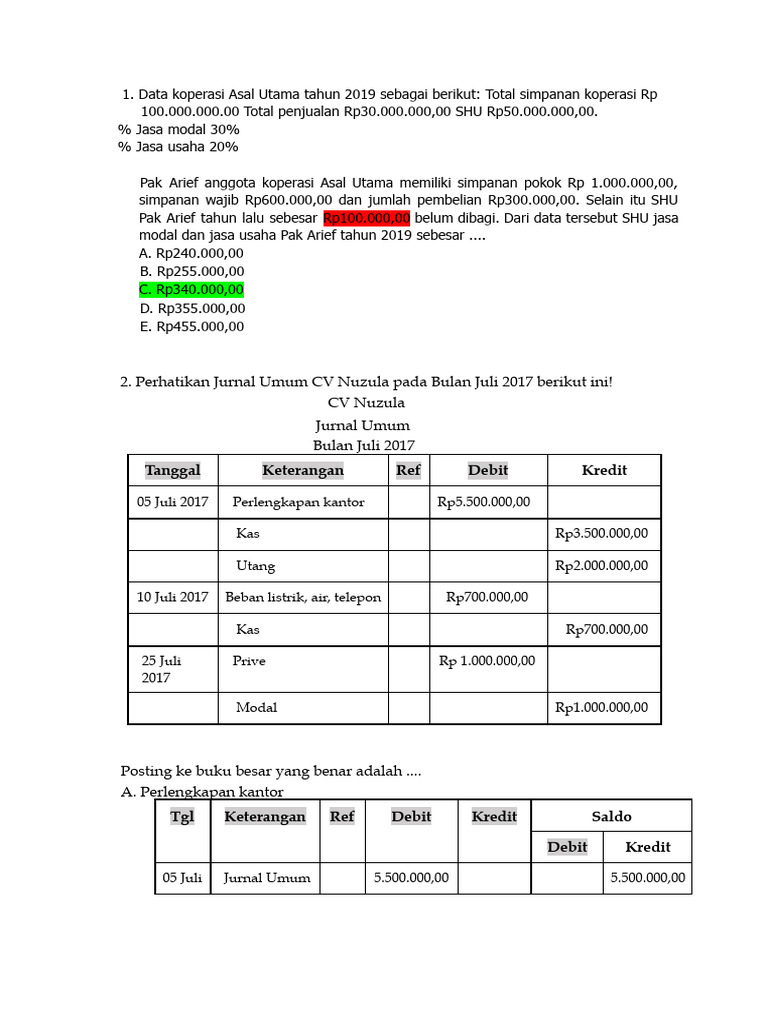 Latihan Materi Shu, Buku Besar, Ajp | PDF