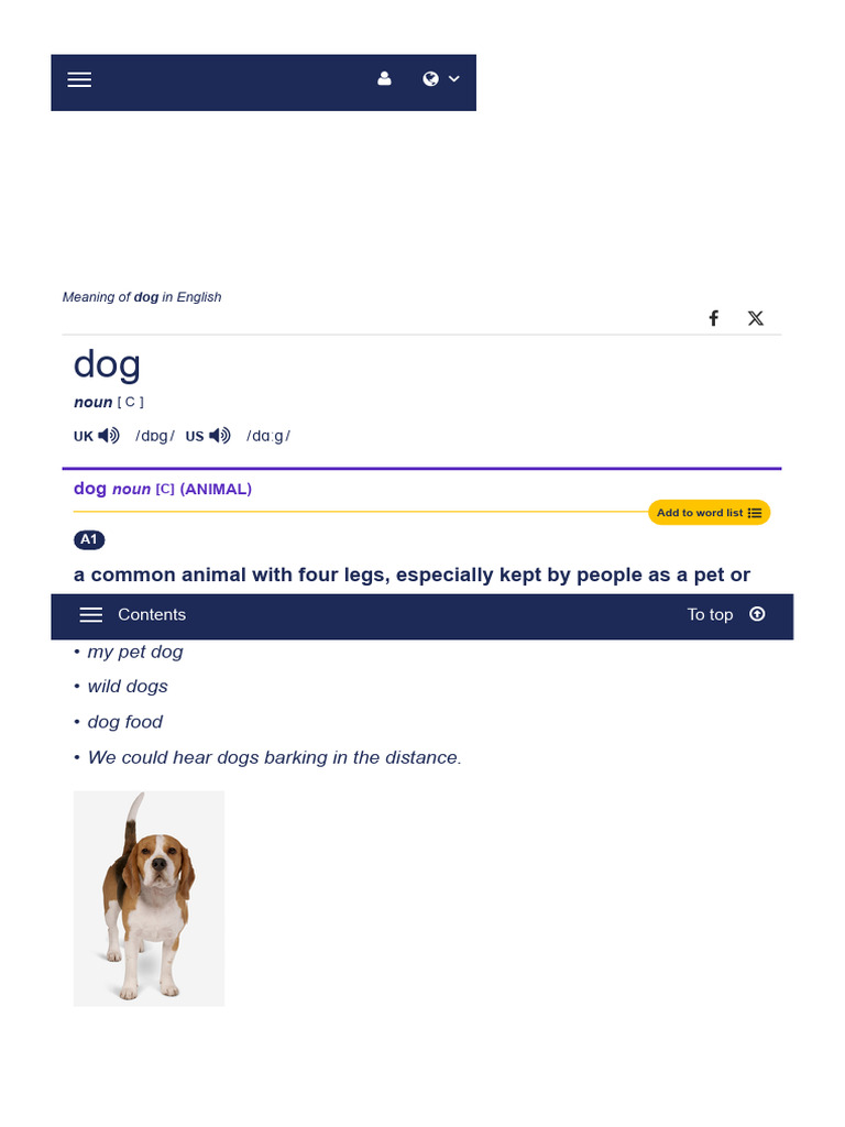Definition and Meaning of Dog | PDF | Linguistics | Lexicology