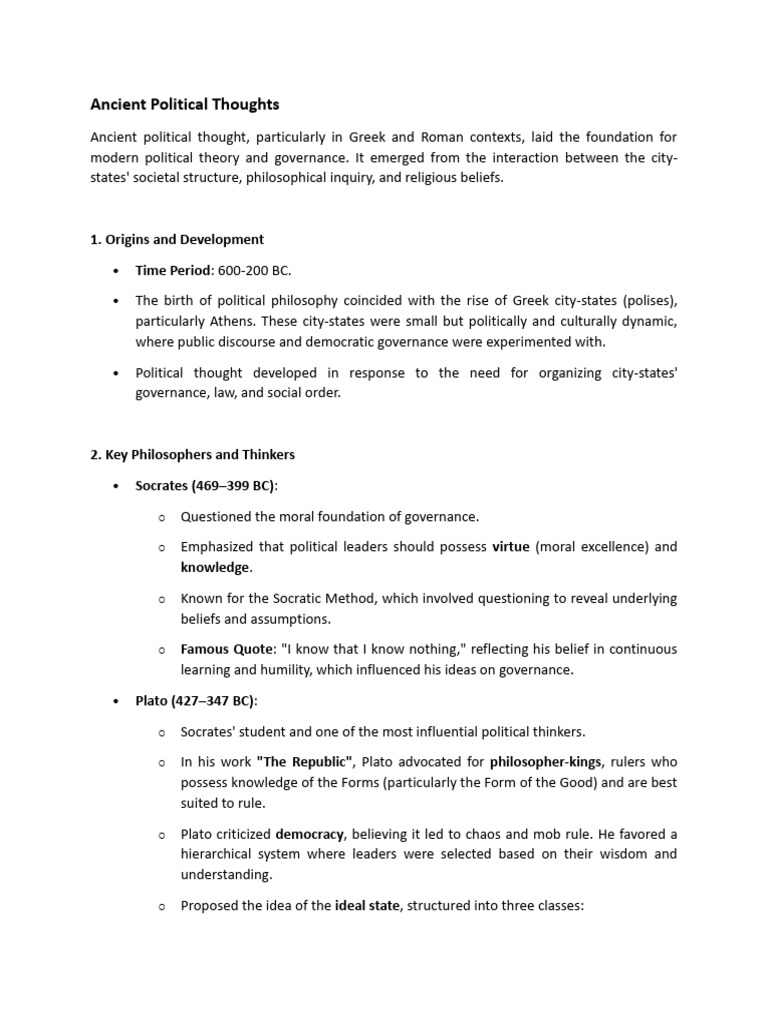 Ancient Political Philosophy Insights | PDF | Plato | Political Philosophy