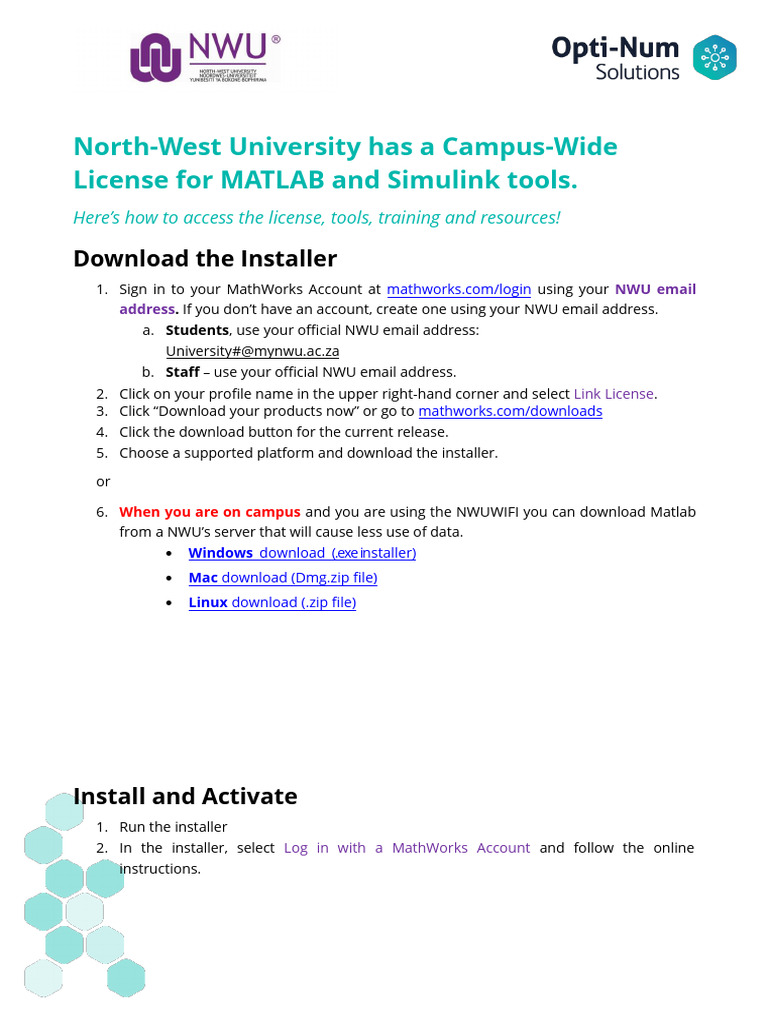 MATLAB Installation Poster NWU 2023 | PDF MATLAB Installation Poster NWU 2023 | PDF