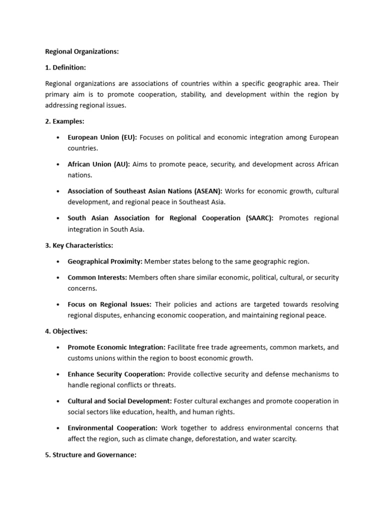 Regional Organizations | PDF | European Union | International Relations