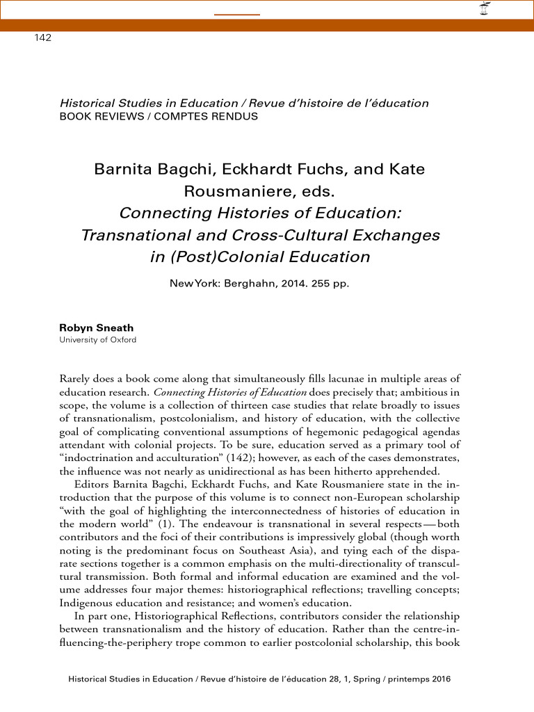 Reseña Barnita Bagchi, Eckhardt Fuchs, and Kate | PDF | Liberal Arts ...