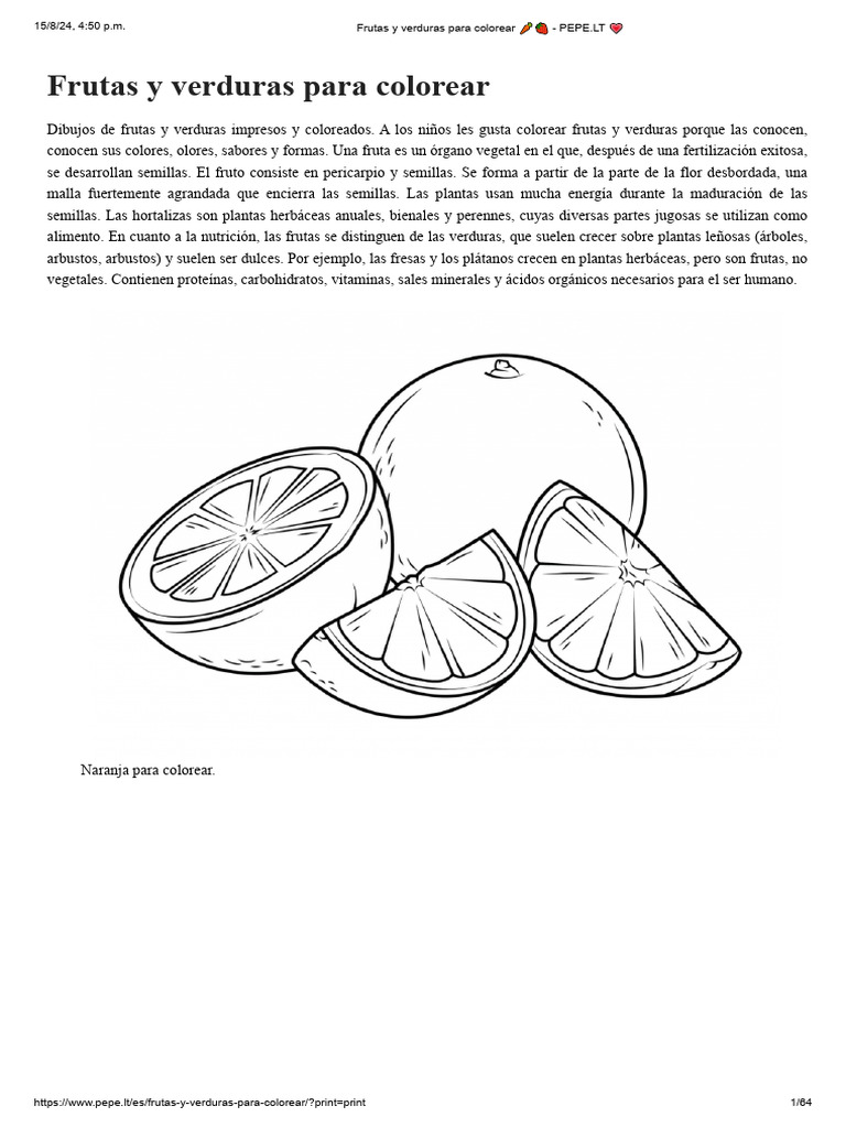 Frutas y Verduras para Colorear ?? - PEPE - LT ? | PDF | Fruta | Vegetales