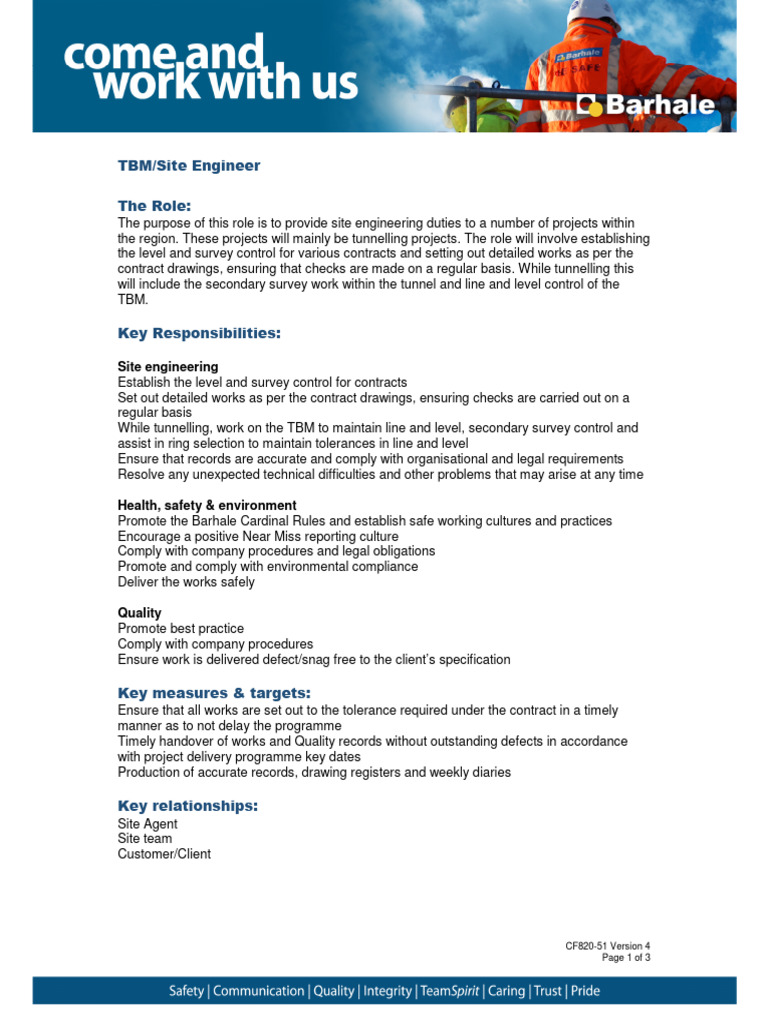 Site TBM Engineer Northern EVA 1 | PDF | Tunnel | Engineering