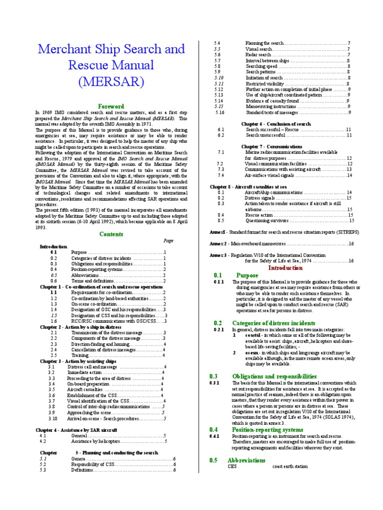 Merchant Ship Search & Rescue Manual | PDF | Search And Rescue | Transport