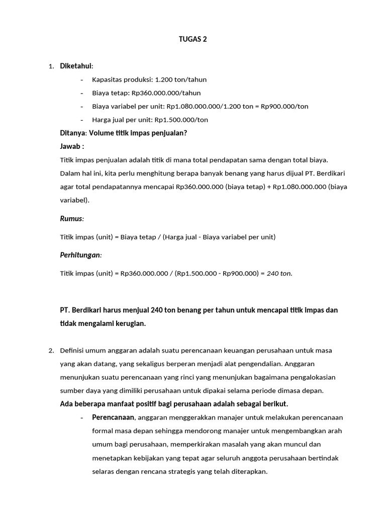 Tugas 2 Akutansi Manajemen | PDF