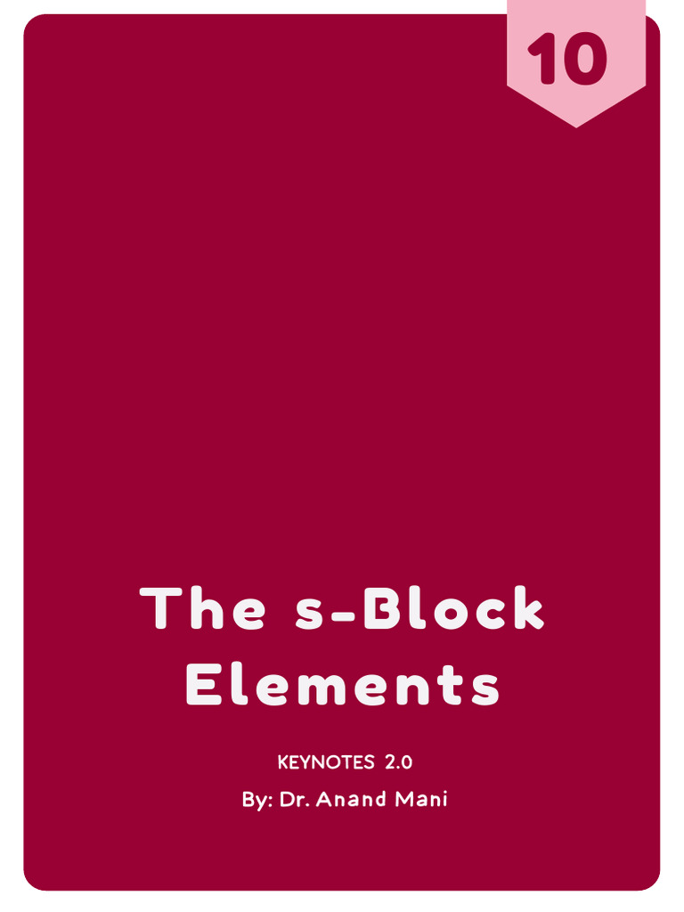 The S-Block Elements | PDF