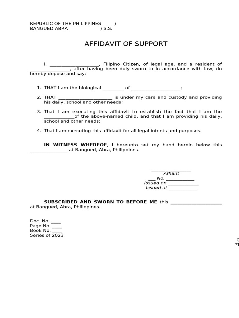Affidavit of Support - Form | PDF