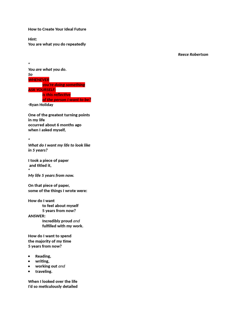 10 Ideal Future | PDF | Goal | Personal Development