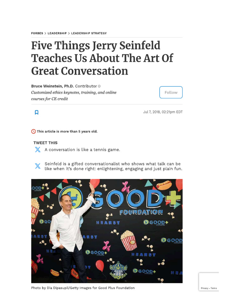 Forbes Jerry Seinfeld Conversation | PDF