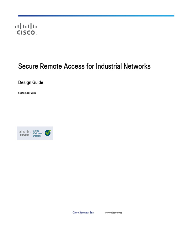 Cisco Secure-Remote-Access-for-Industrial-Networks-design-guide | PDF | Security | Computer Security