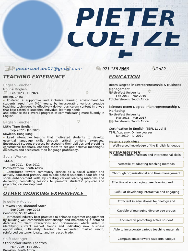 Pieter Coetzee CV 2025 | PDF | Educational Technology | Learning