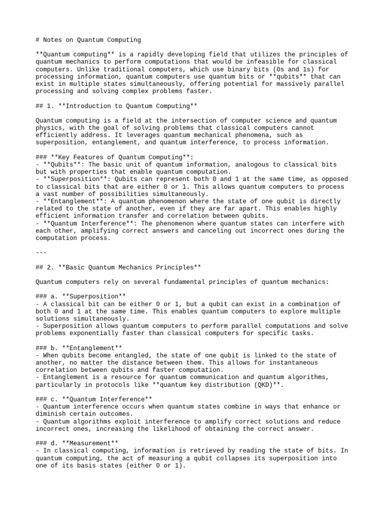 Quantum Computing Notes CST9385 | PDF | Quantum Computing | Computing