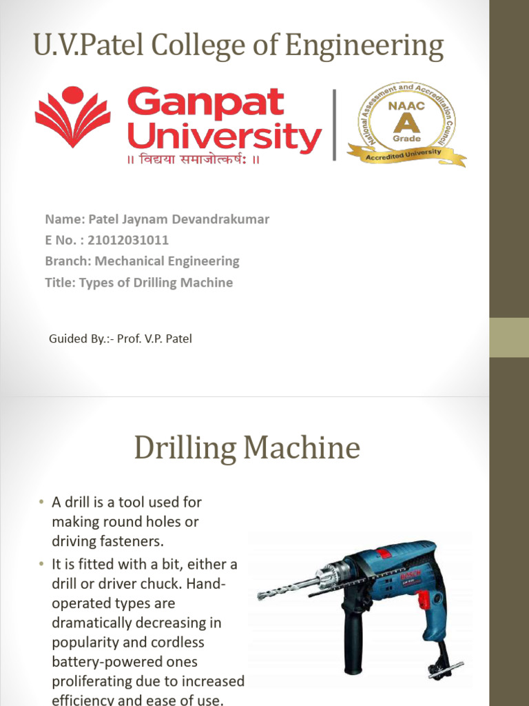 Types of Drilling Machine | PDF | Drill | Drilling