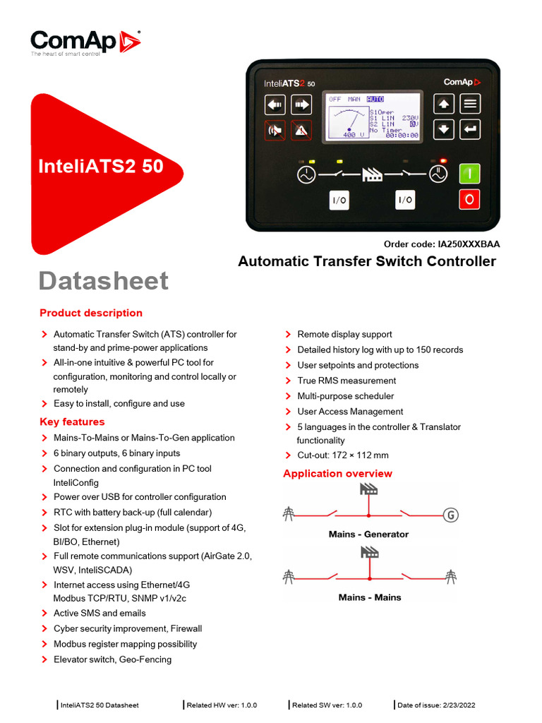 InteliATS2 50 Datasheet - 1 | PDF | Power Supply | Alternating Current