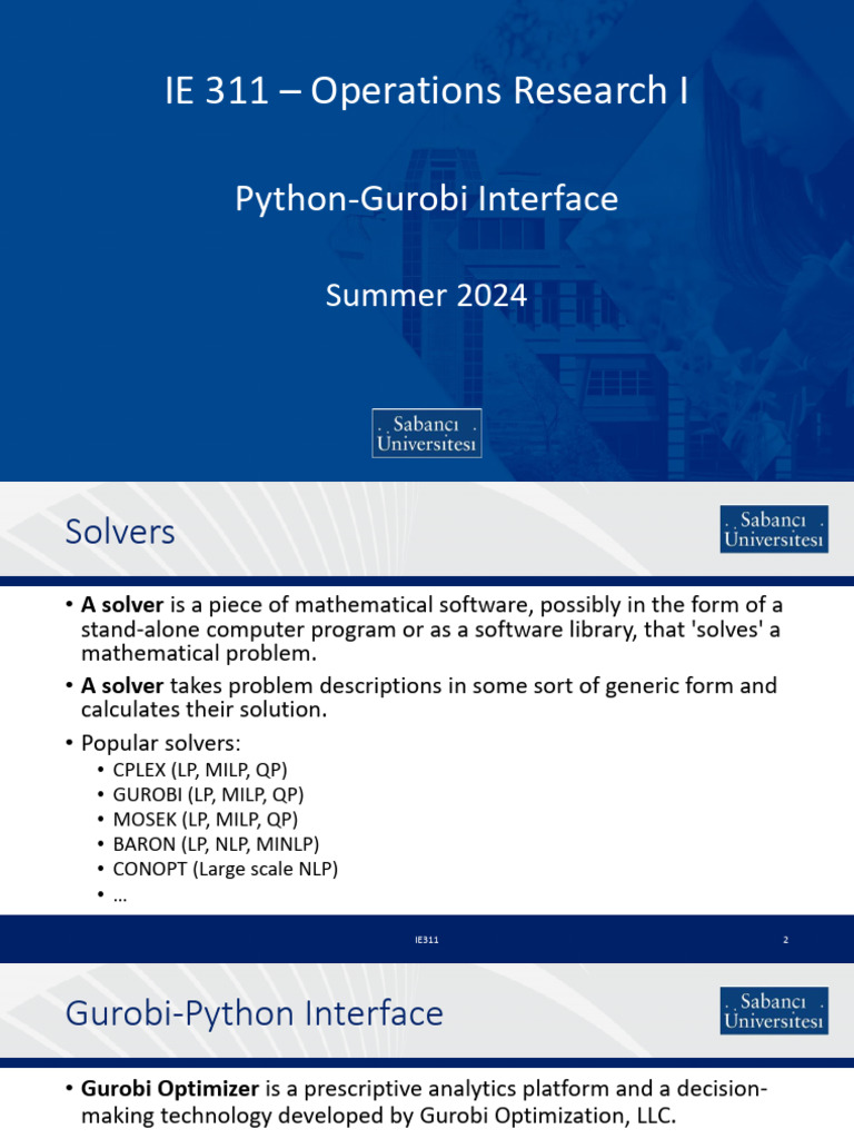 0 Python-Gurobi Interface | PDF | Mathematical Optimization | Linear Programming