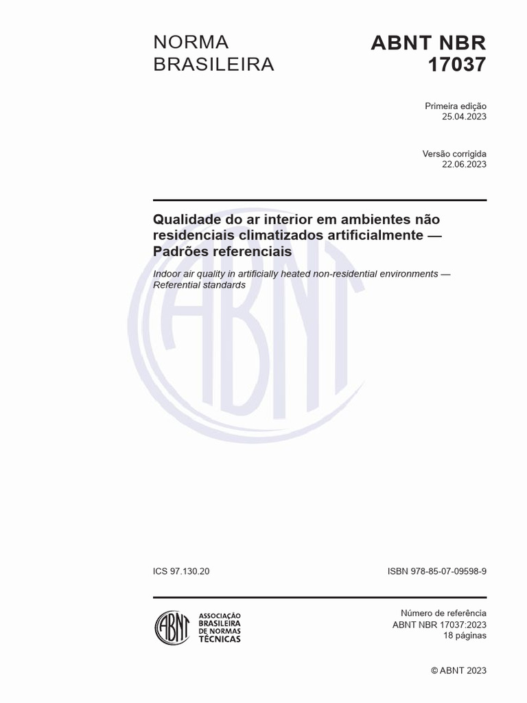 ABNT NBR 17037-2023 - Qualidade Do Ar Interior em Ambientes Não ...
