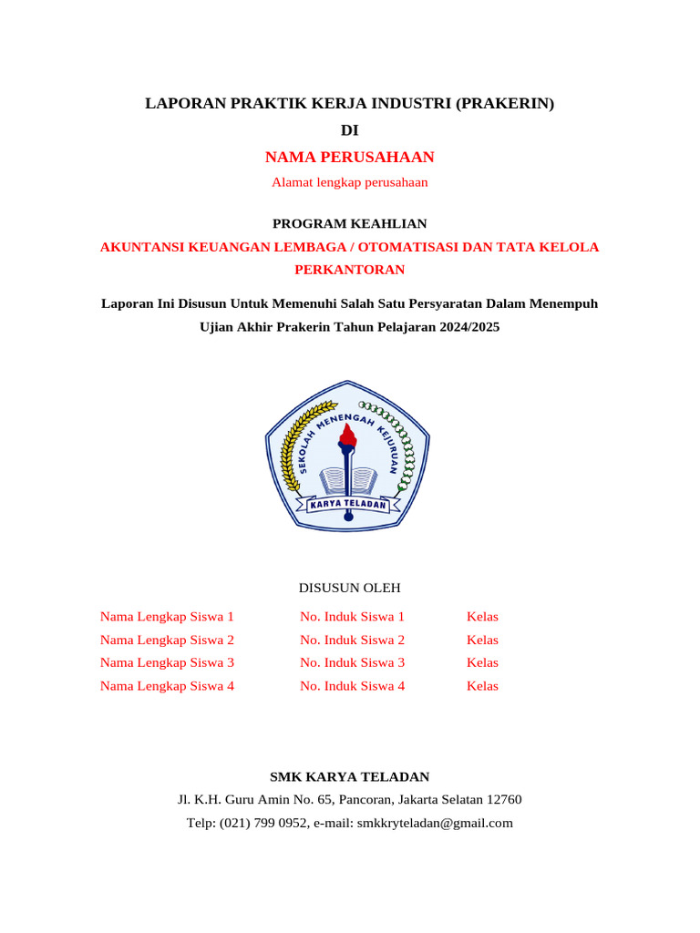 Template Laporan PKL | PDF