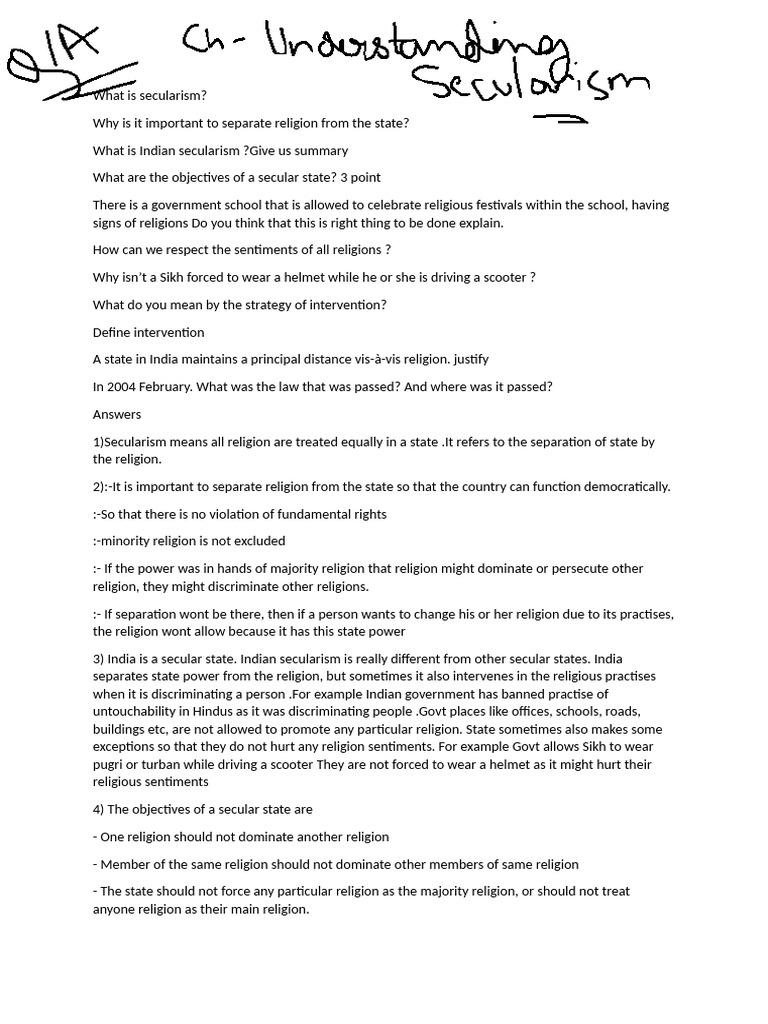 Understanding Secularism Class 8 | PDF | Secularism | Religion And Government