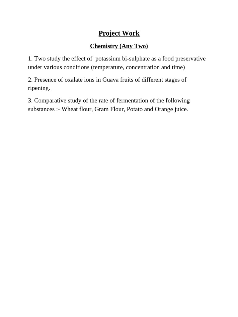 Chemistry Project: Food Preservatives & Fermentation | PDF