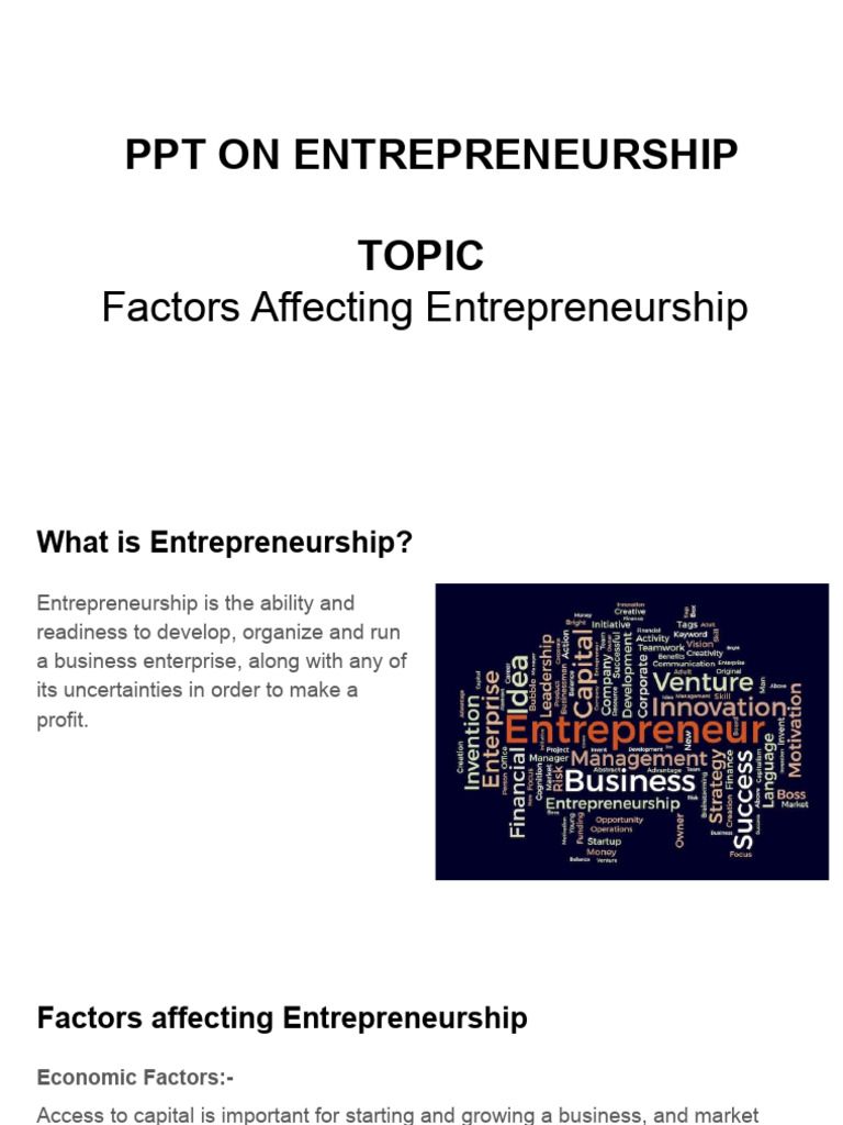 Factors Influencing Entrepreneurship | PDF