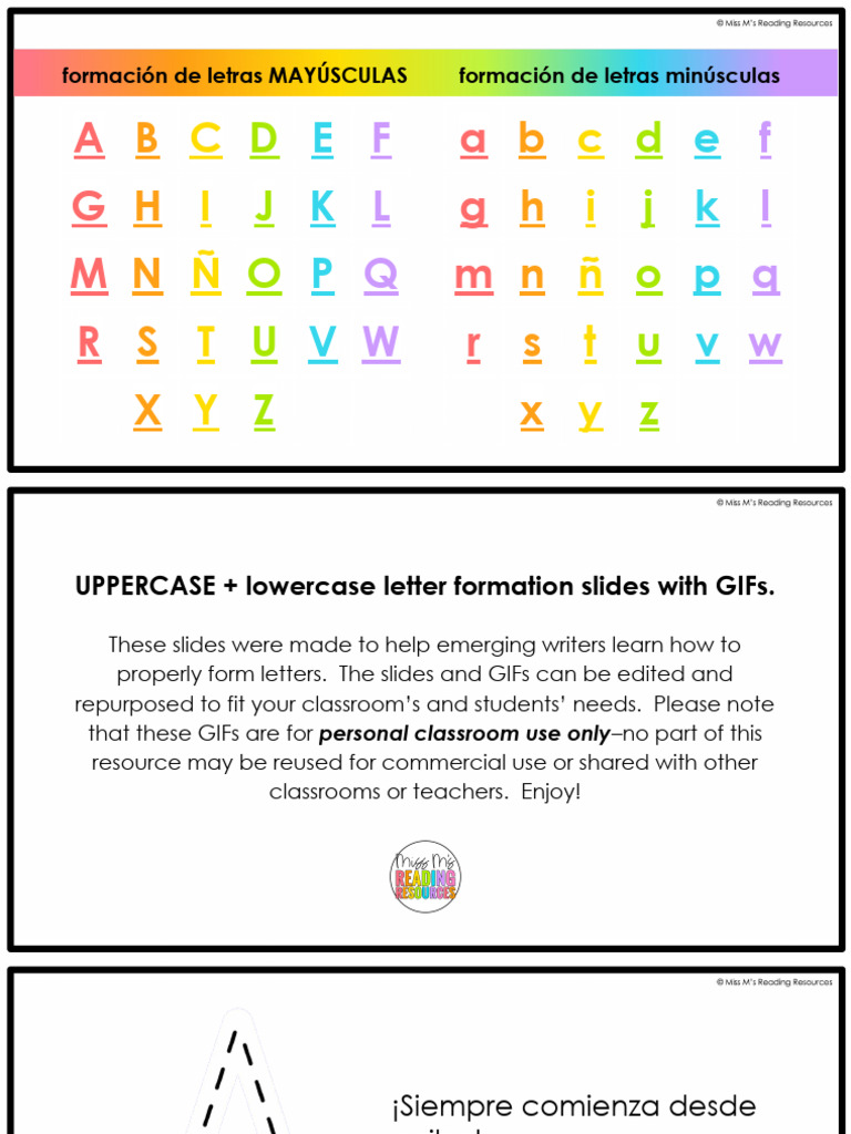 Copia de Copia de RAINBOW SPANISH Letter Formation Slides From Miss M's ...