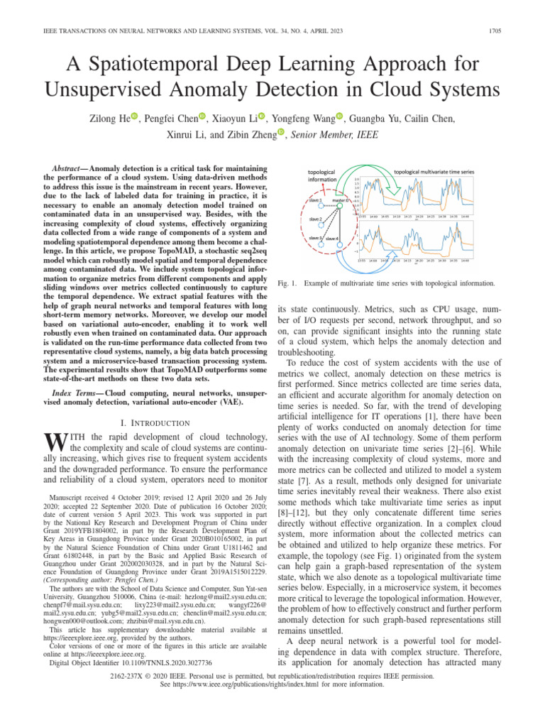 A Spatiotemporal Deep Learning Approach For Unsupervised Anomaly Detection In Cloud Systems 3356