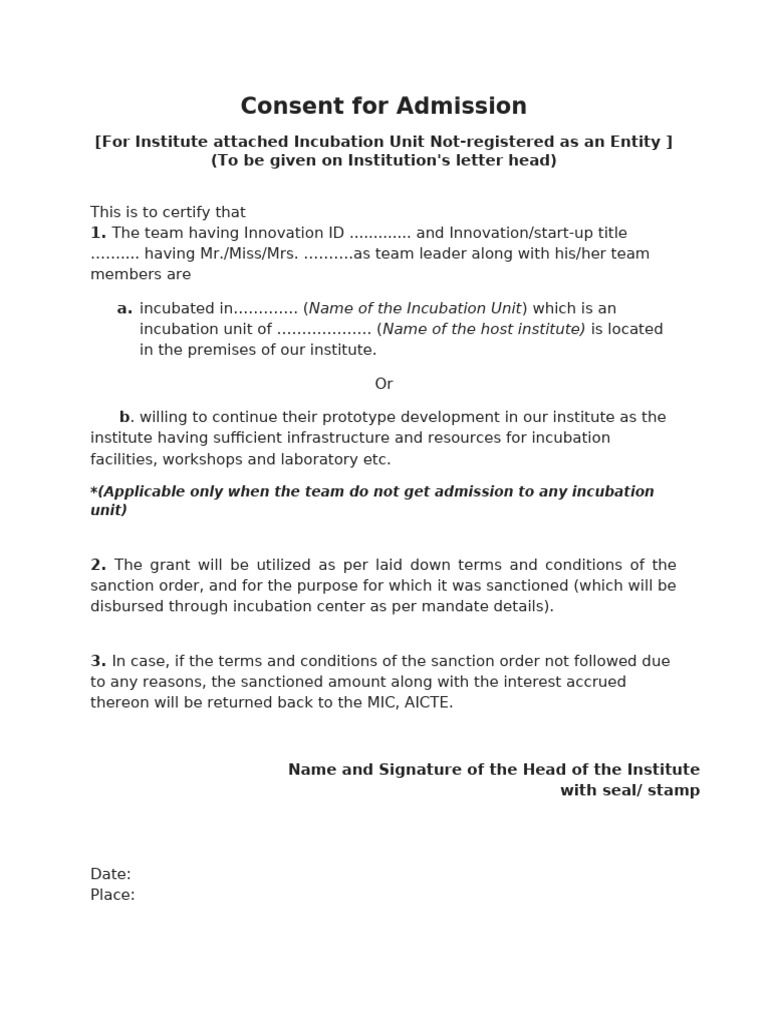 Consent For Letter of Admission | PDF