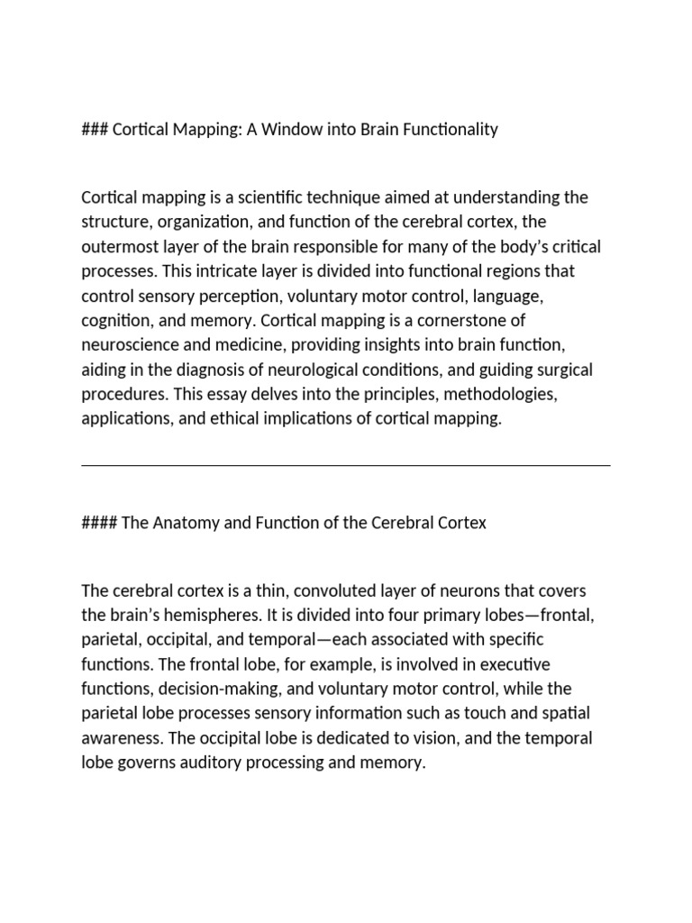 Cortical mapping | PDF | Cerebral Cortex | Brain