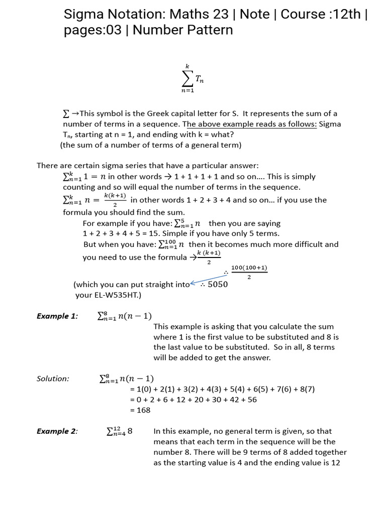 Maths Pattern. | PDF | Summation | Numbers