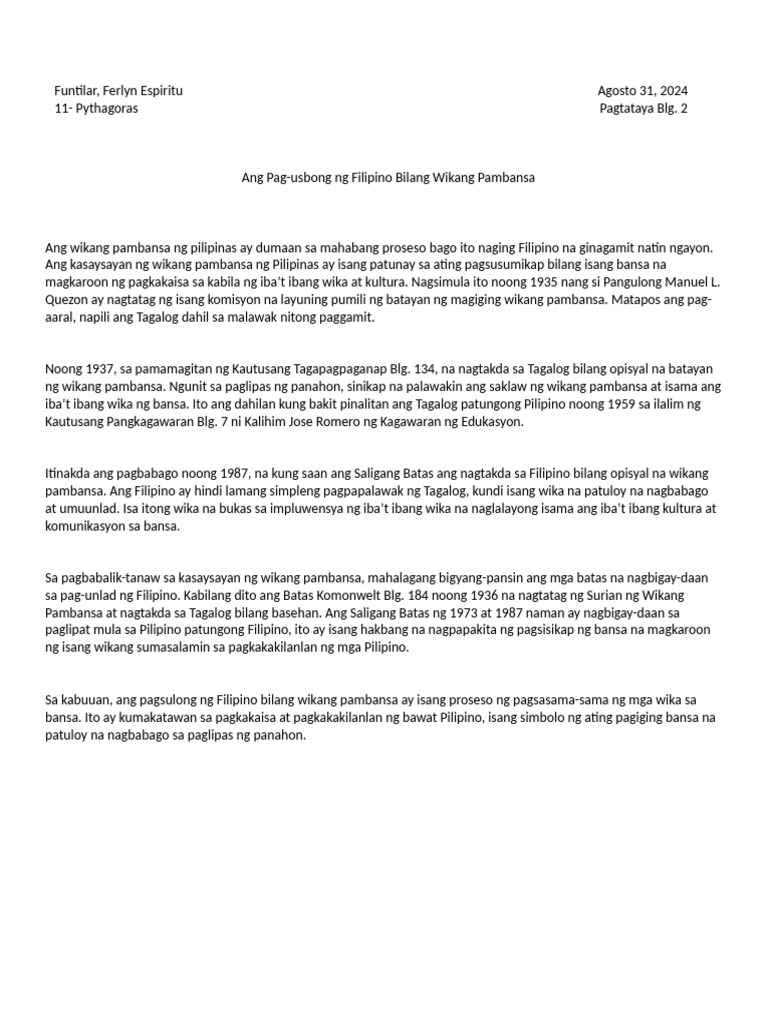 Pagtataya BLG 2 | PDF